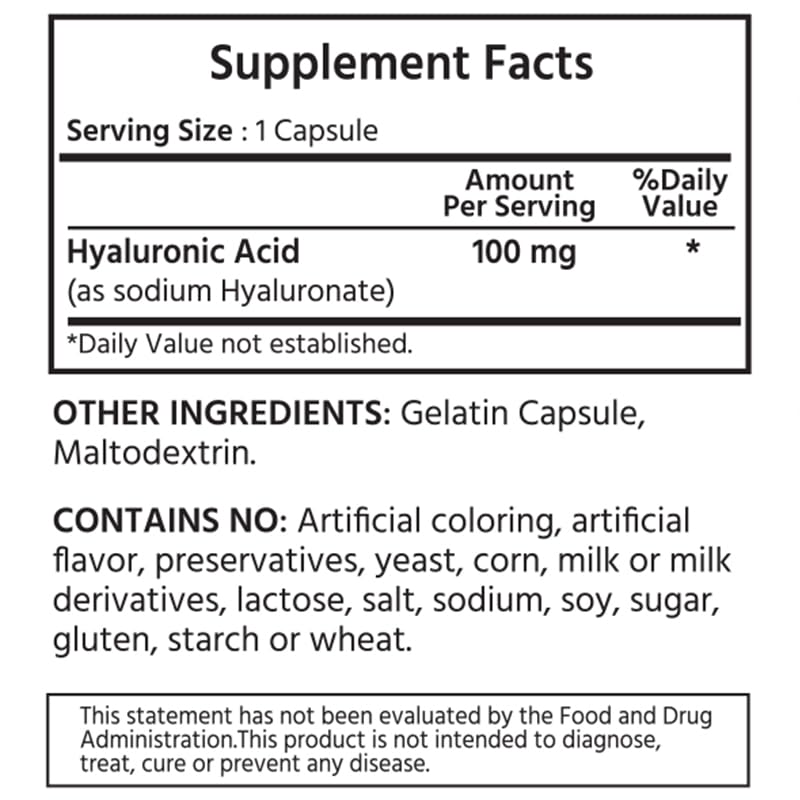 100 mg hyaluronic acid supplement