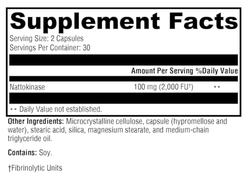 100 mg Nattokinase for cardiovascular wellness