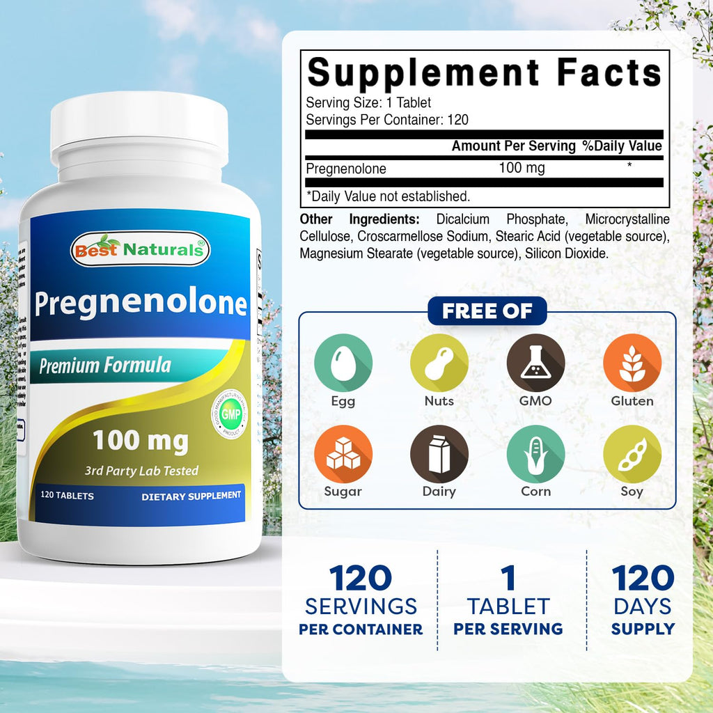 100 mg Pregnenolone for hormonal balance