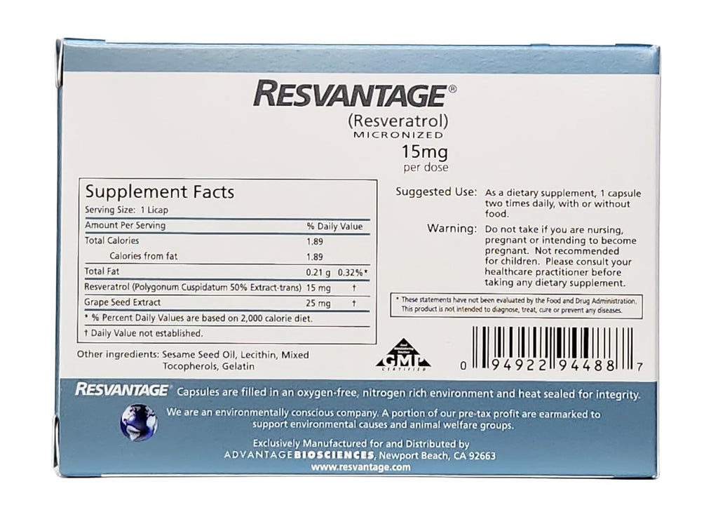 100 mg Resveratrol antioxidant benefits