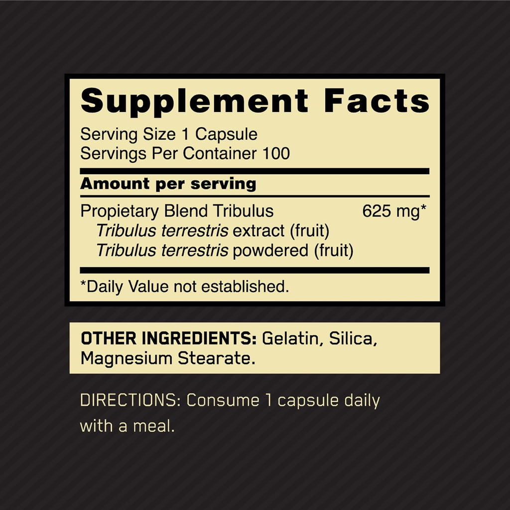 100 mg Tribulus capsules for energy