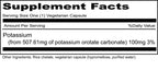 100 mg vegetarian potassium capsules