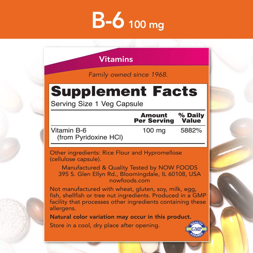 100 mg Vitamin B6 capsules for mood support