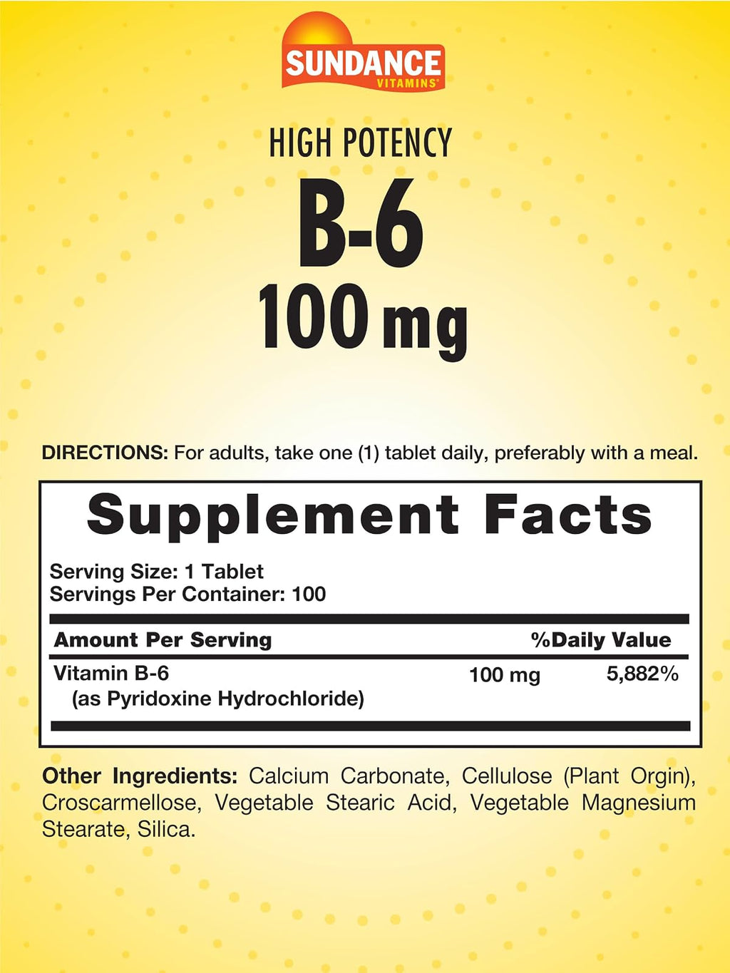 100 mg Vitamin B6 for energy
