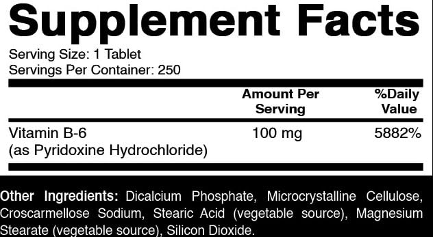 100 mg Vitamin B6 for energy