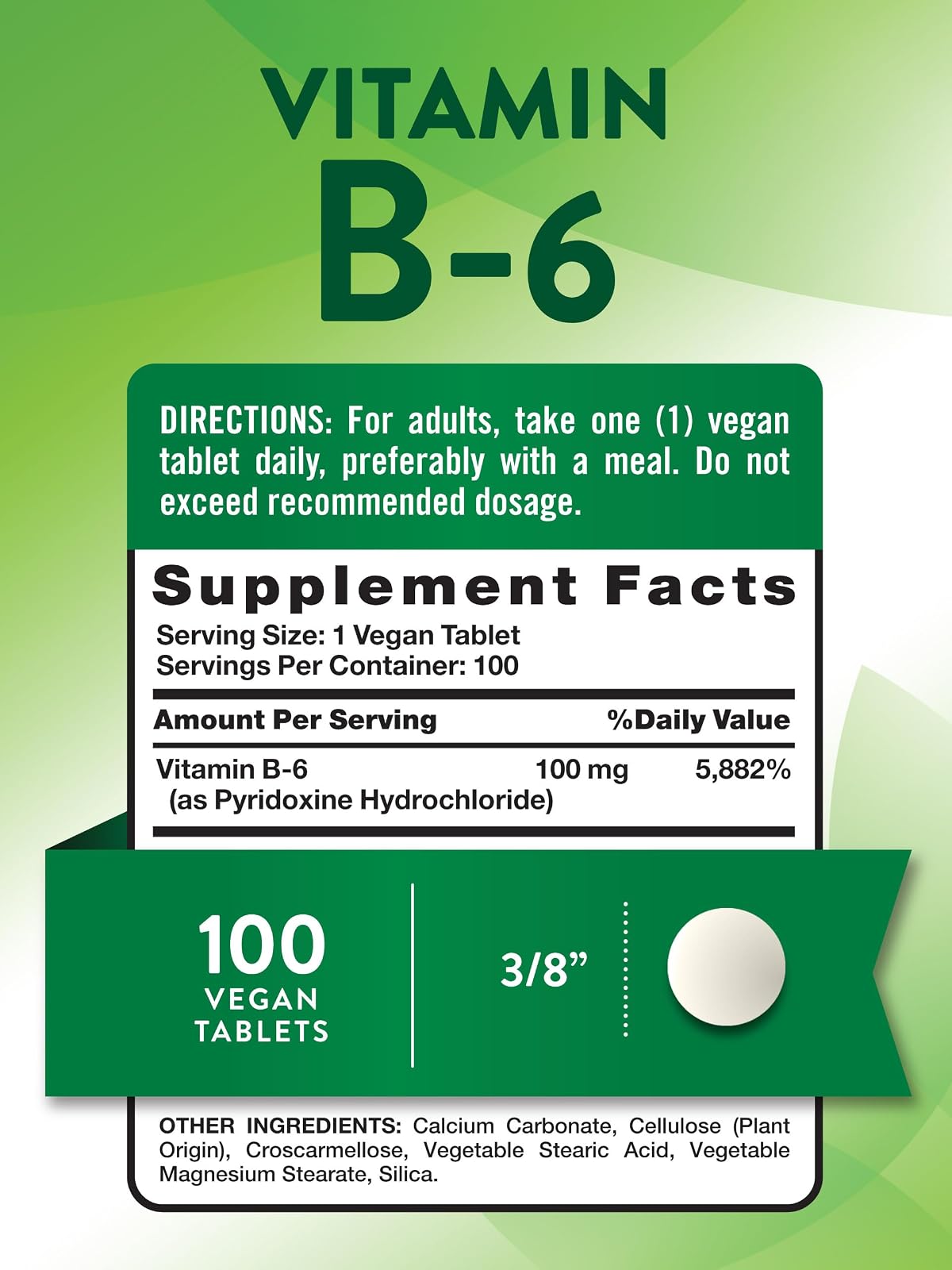 100 mg Vitamin B6 tablets for energy