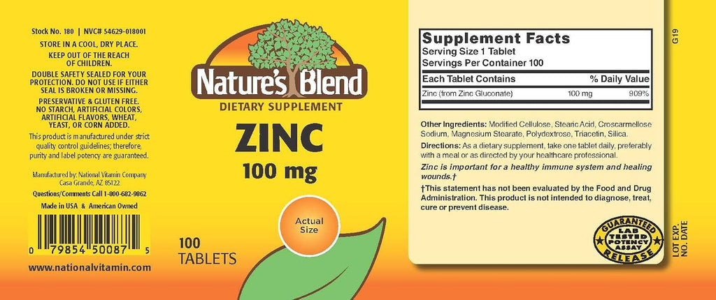 100 mg zinc supplement for immunity