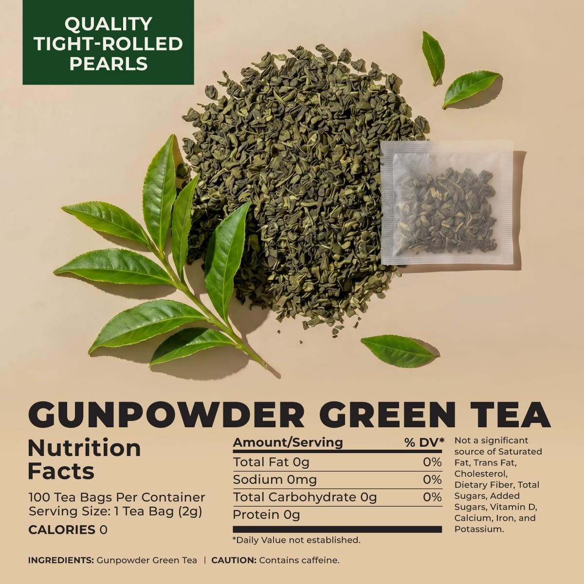 100% natural caffeinated green tea