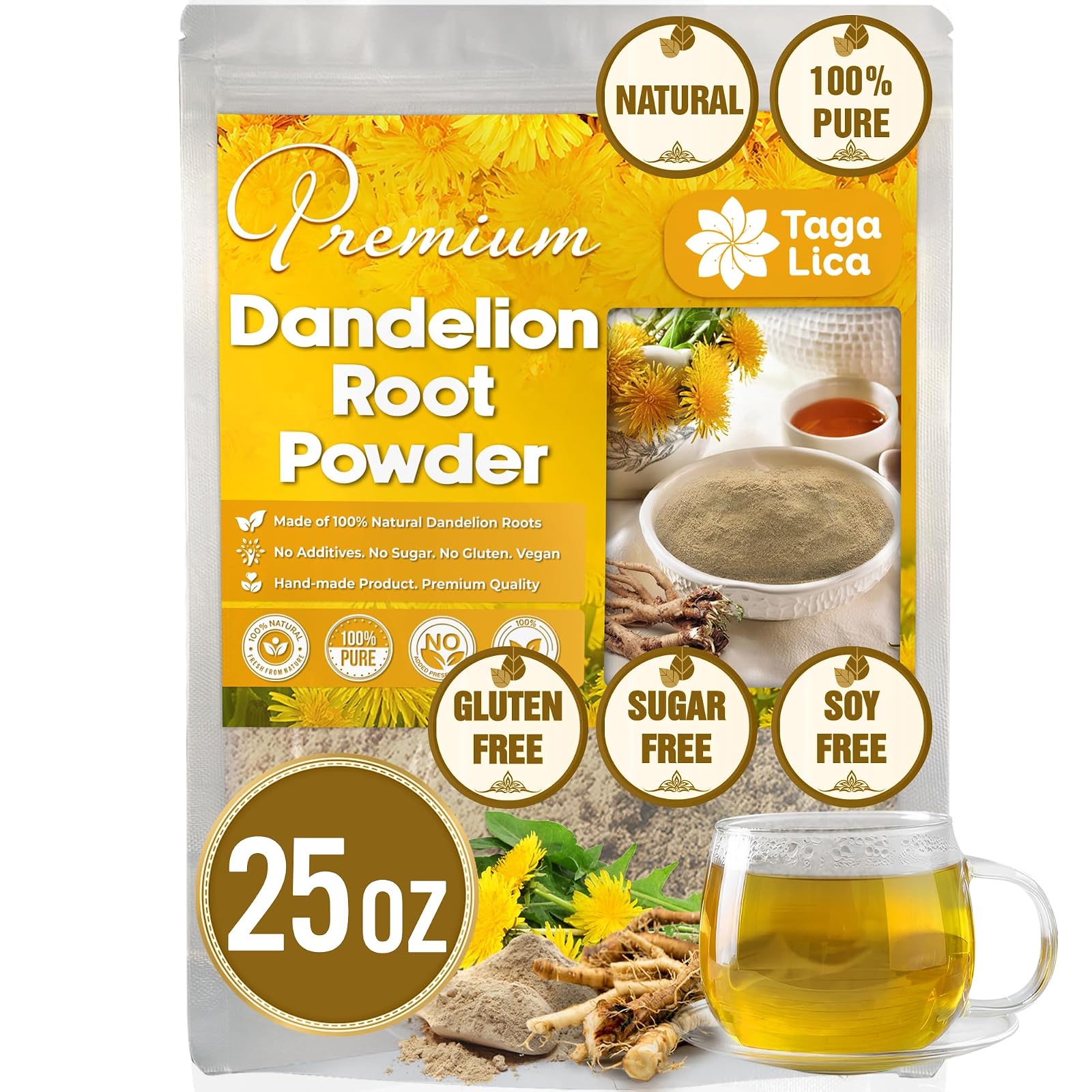 100% natural dandelion root powder