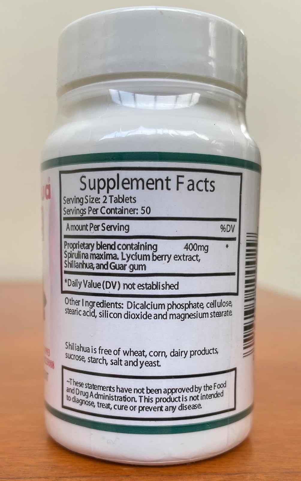 100% natural fiber supplement tablets