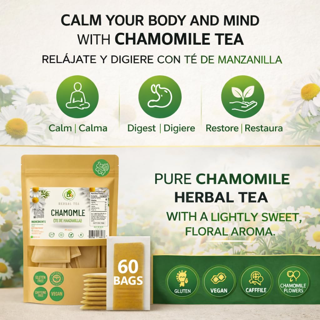 100% natural herbal chamomile infusion