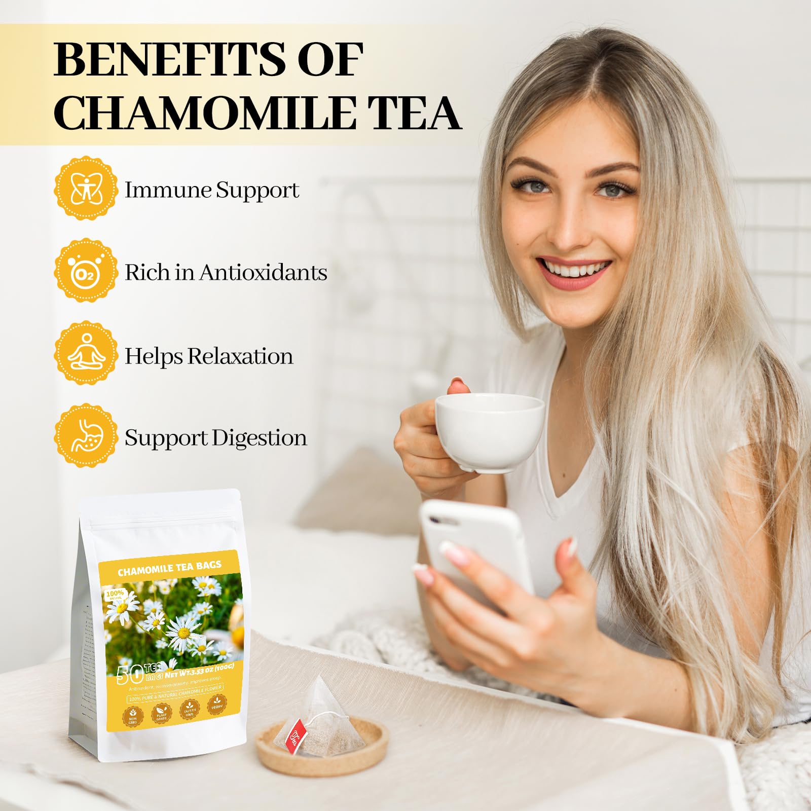 100% natural herbal chamomile tea