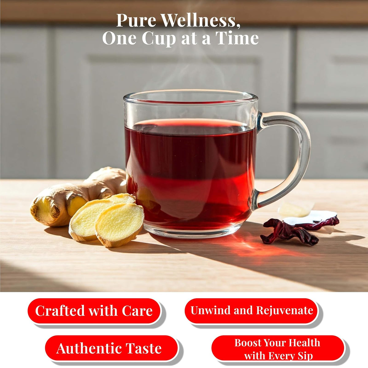 100% natural hibiscus herbal tea