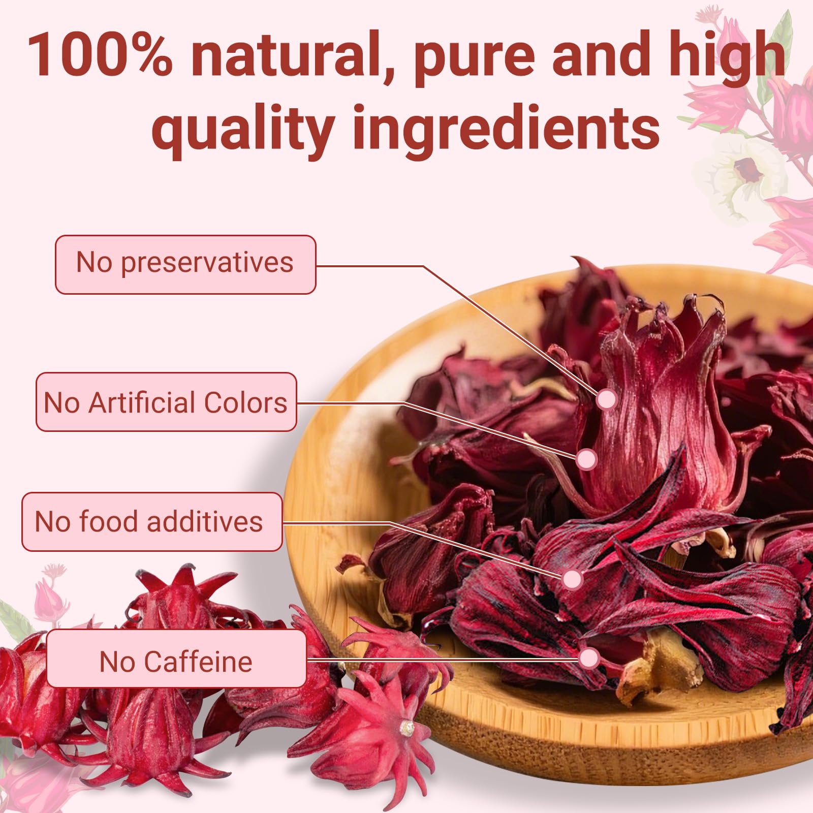 100% natural hibiscus herbal tea