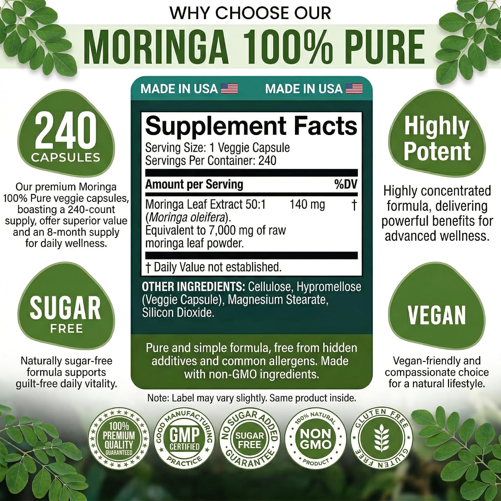 100% natural moringa supplement benefits