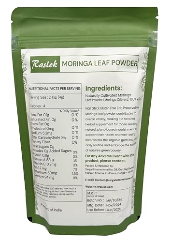 100% natural moringa supplement powder