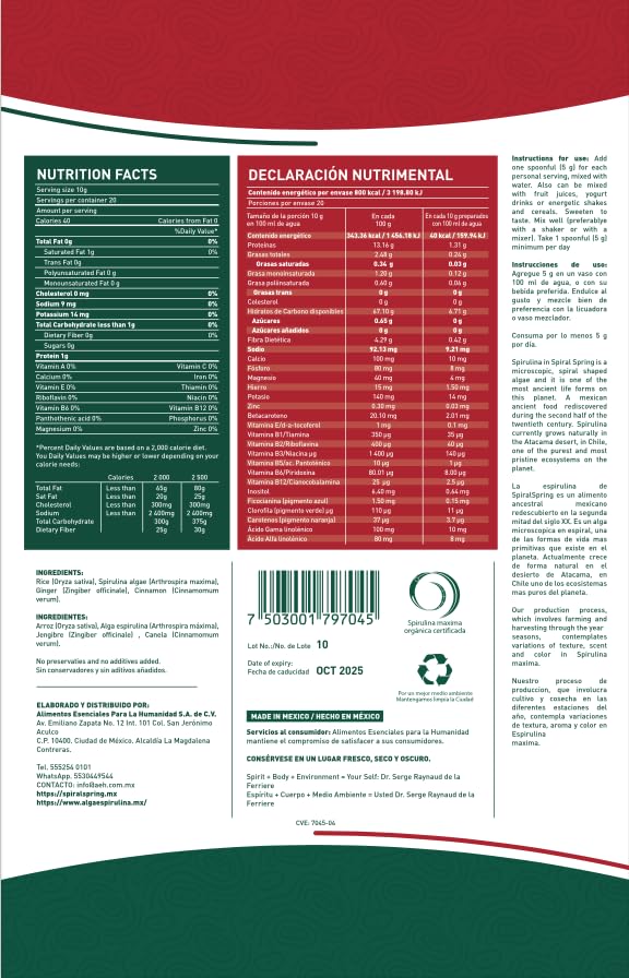 100% natural spirulina superfood blend