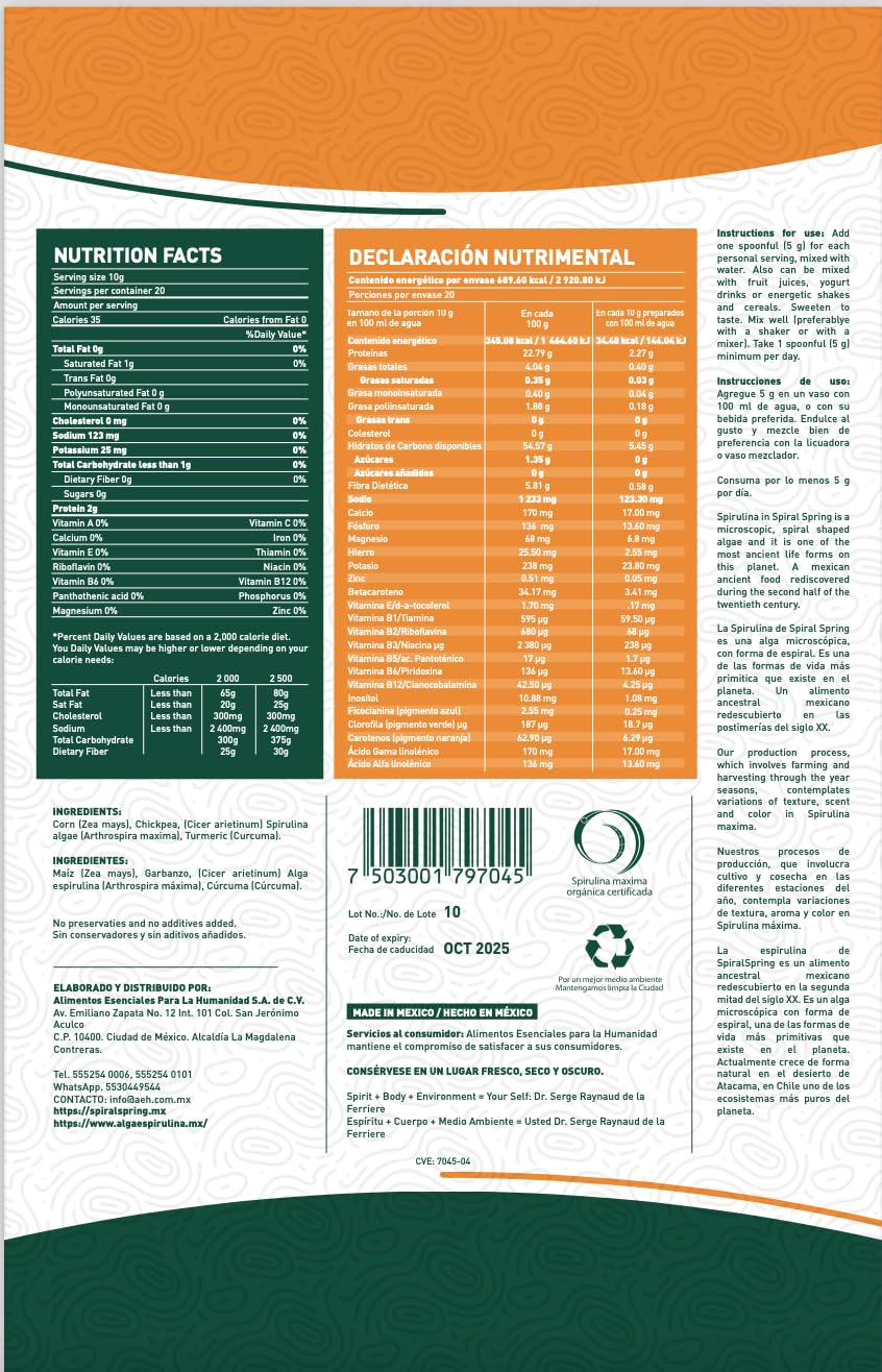 100% natural spirulina supplement