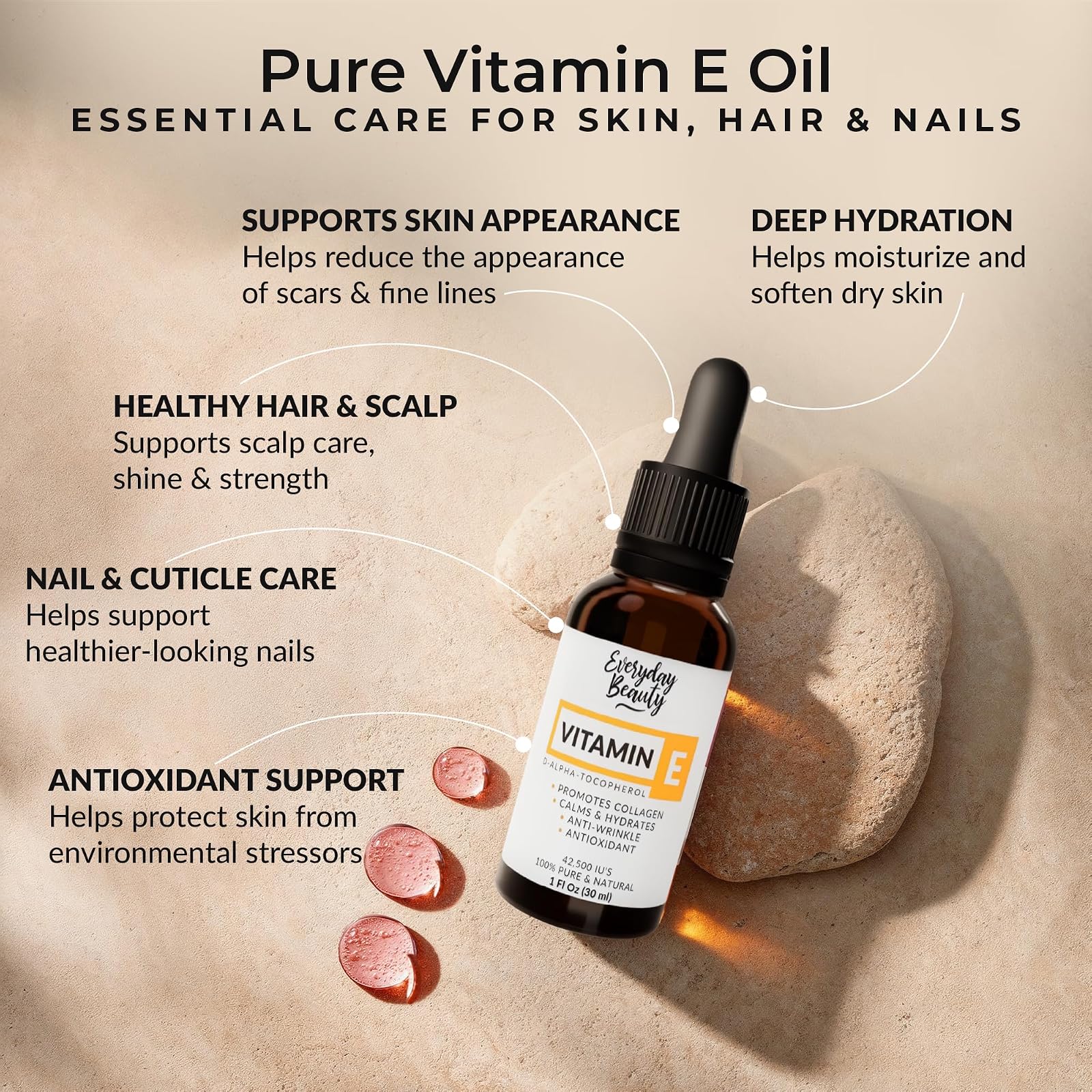 100% natural vitamin E oil for hydration