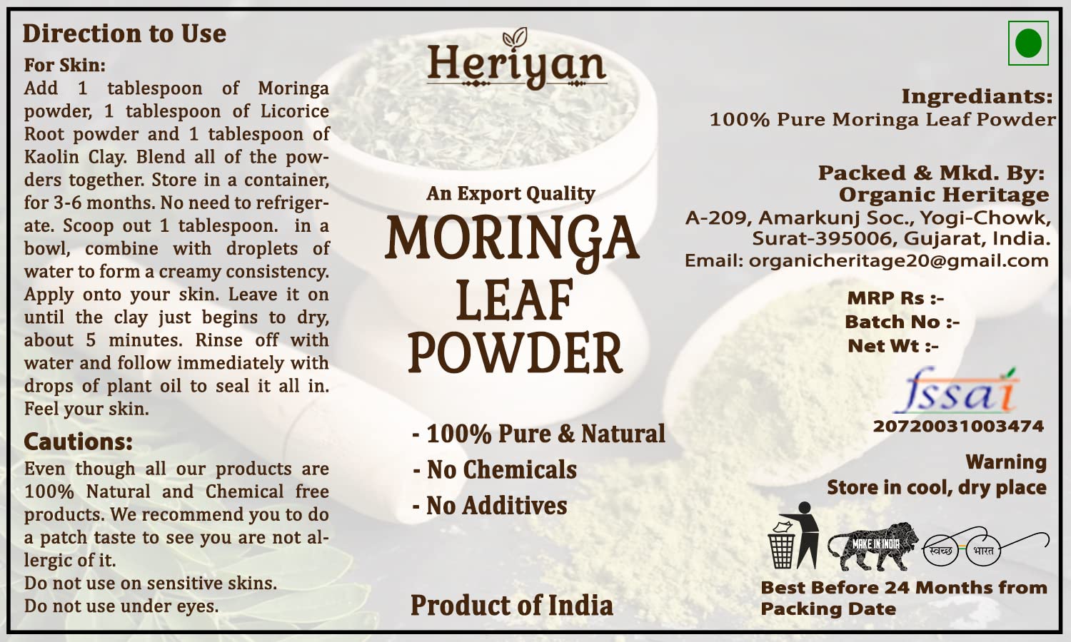 100% organic moringa for wellness