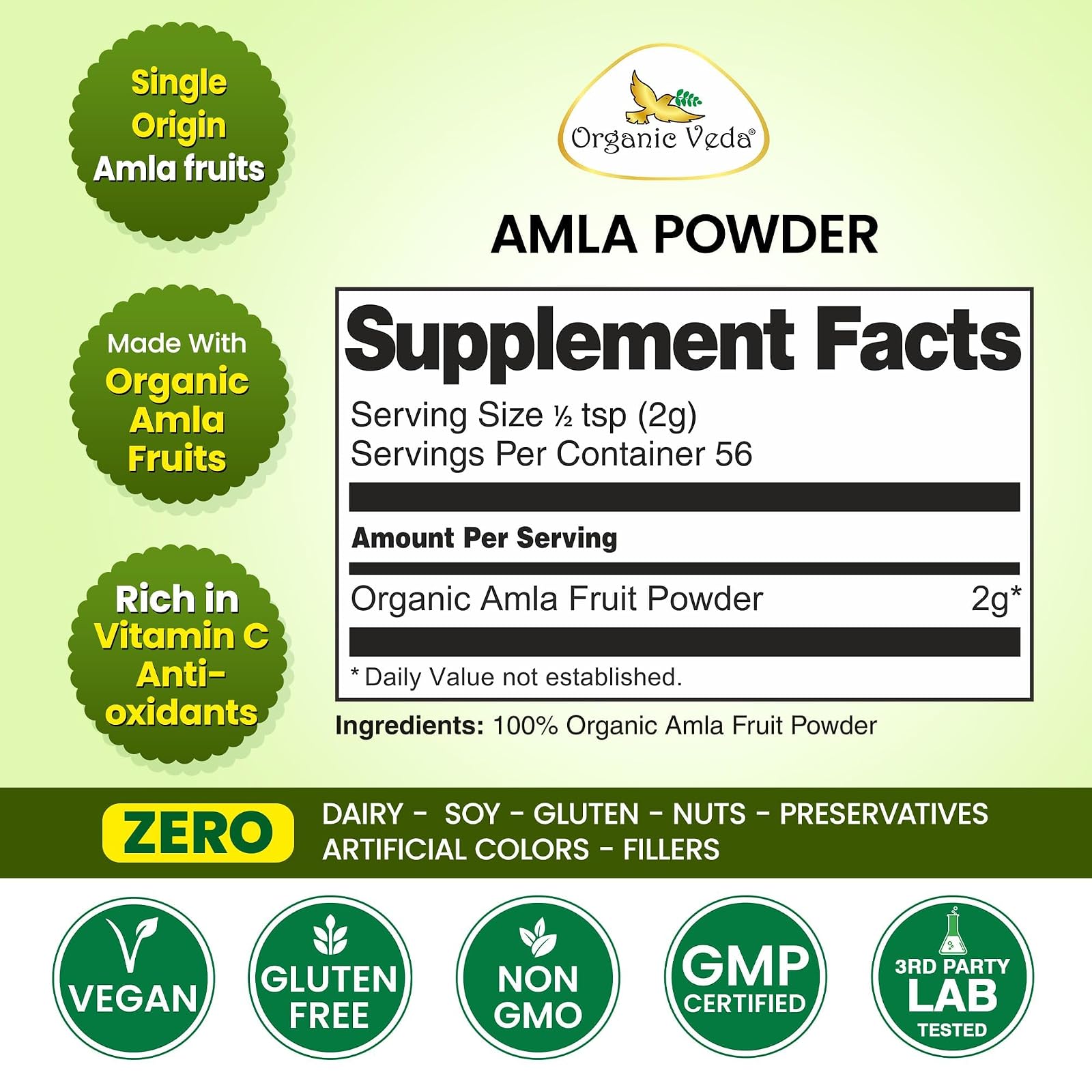 100% pure amla powder supplement