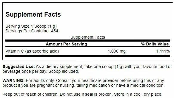 100% pure ascorbic acid vitamin C