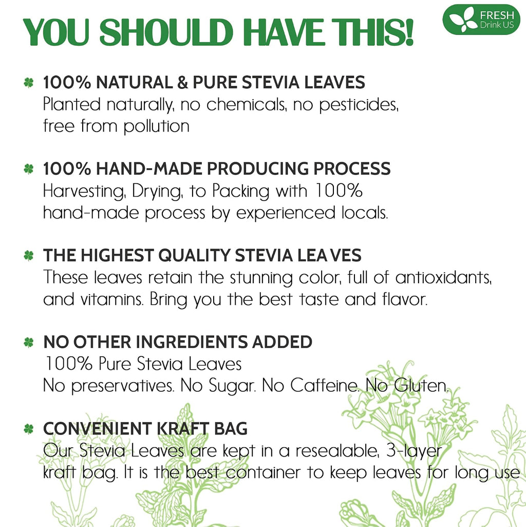 100% pure dried stevia for sweetening