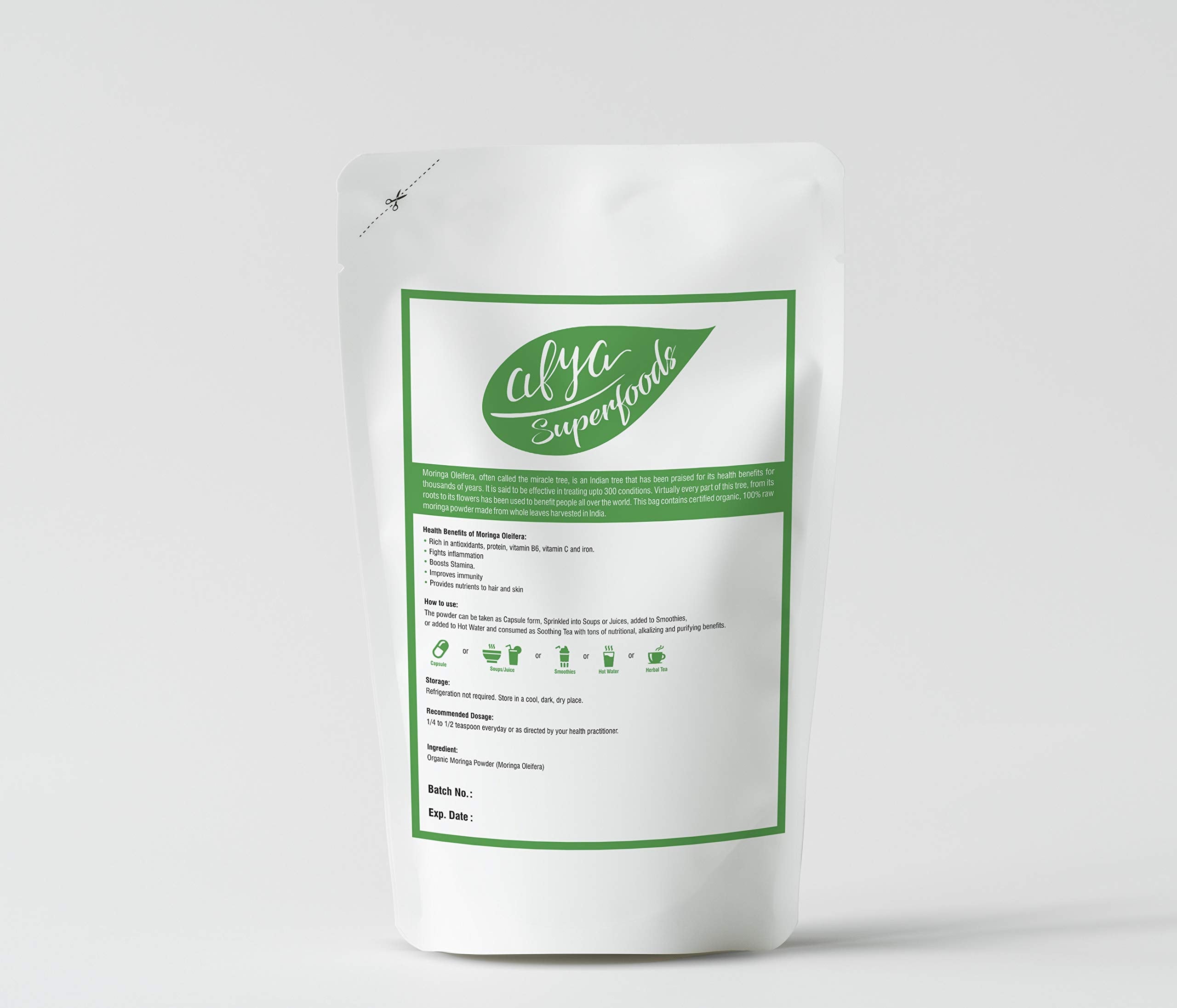 100% pure moringa leaf supplement