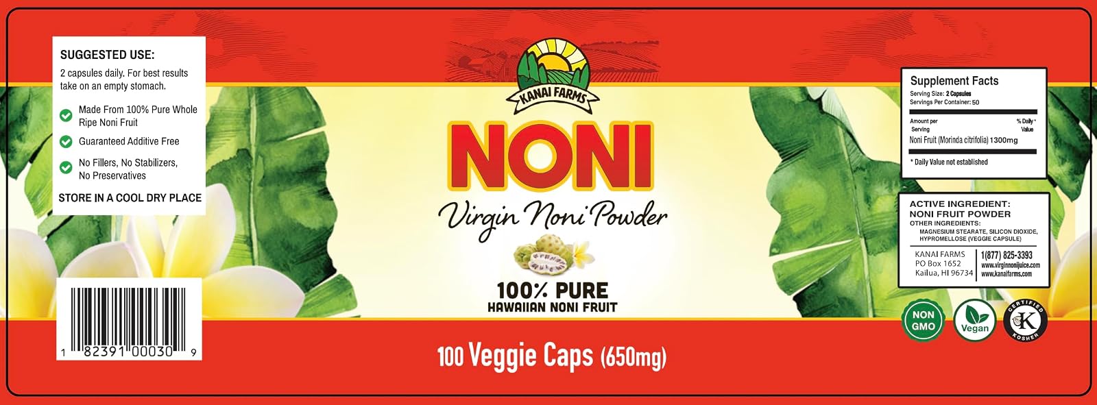 100% pure Noni powder supplement