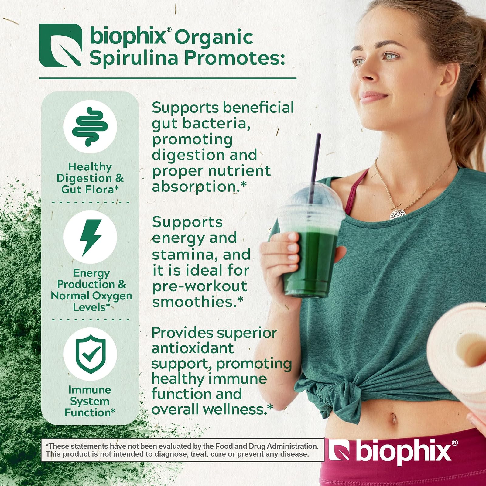 100% pure spirulina powder supplement
