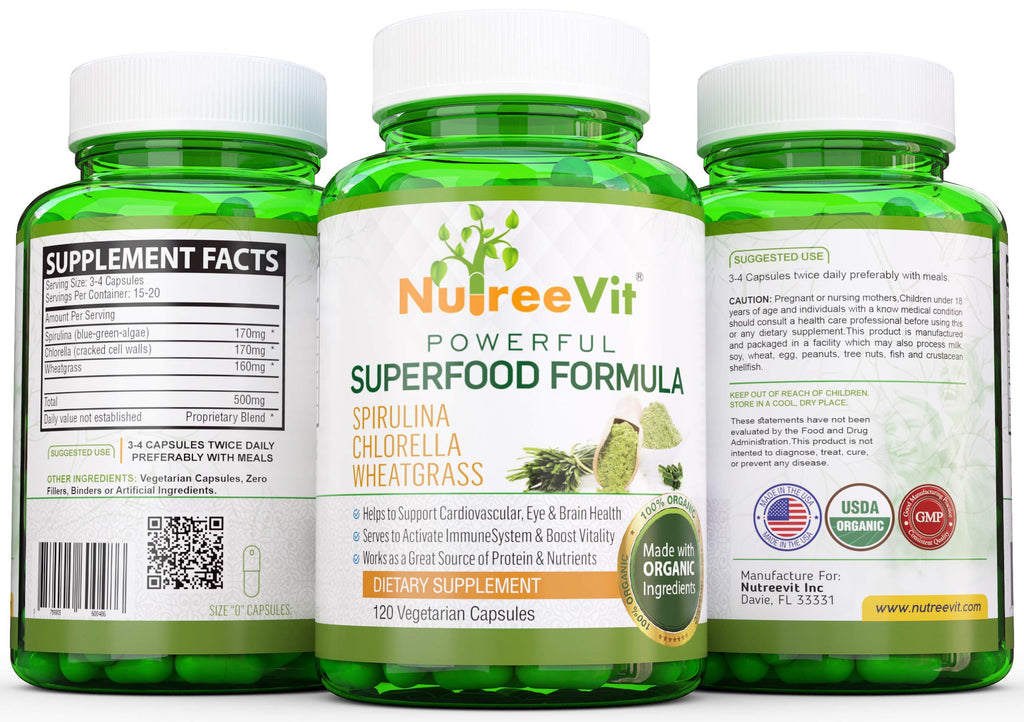 100% pure spirulina veggie capsules