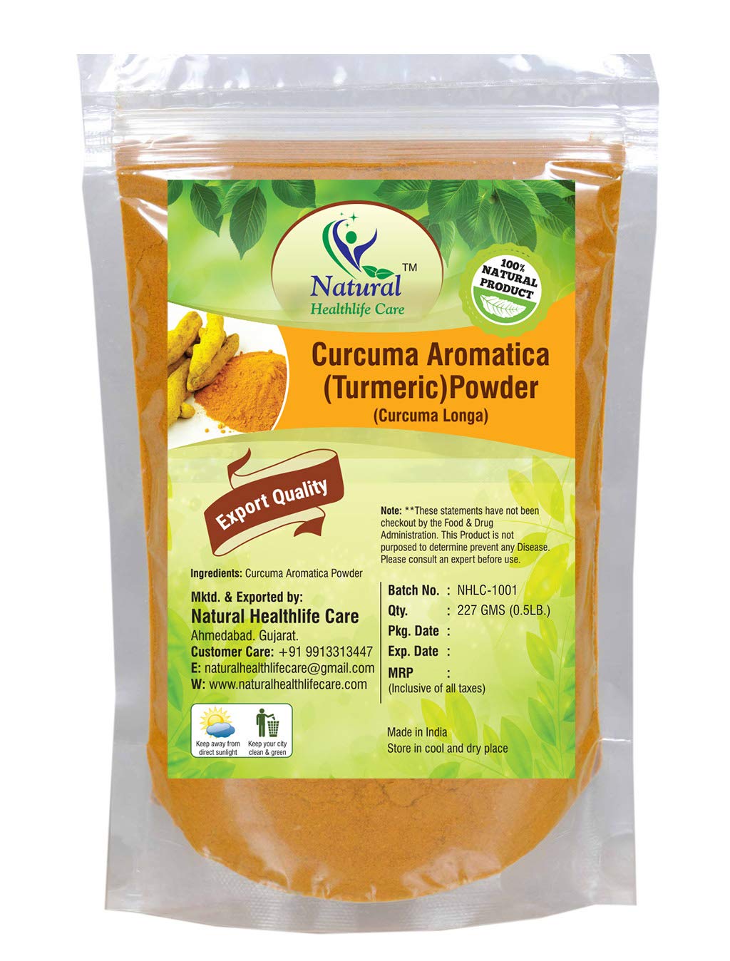 100% pure turmeric root powder