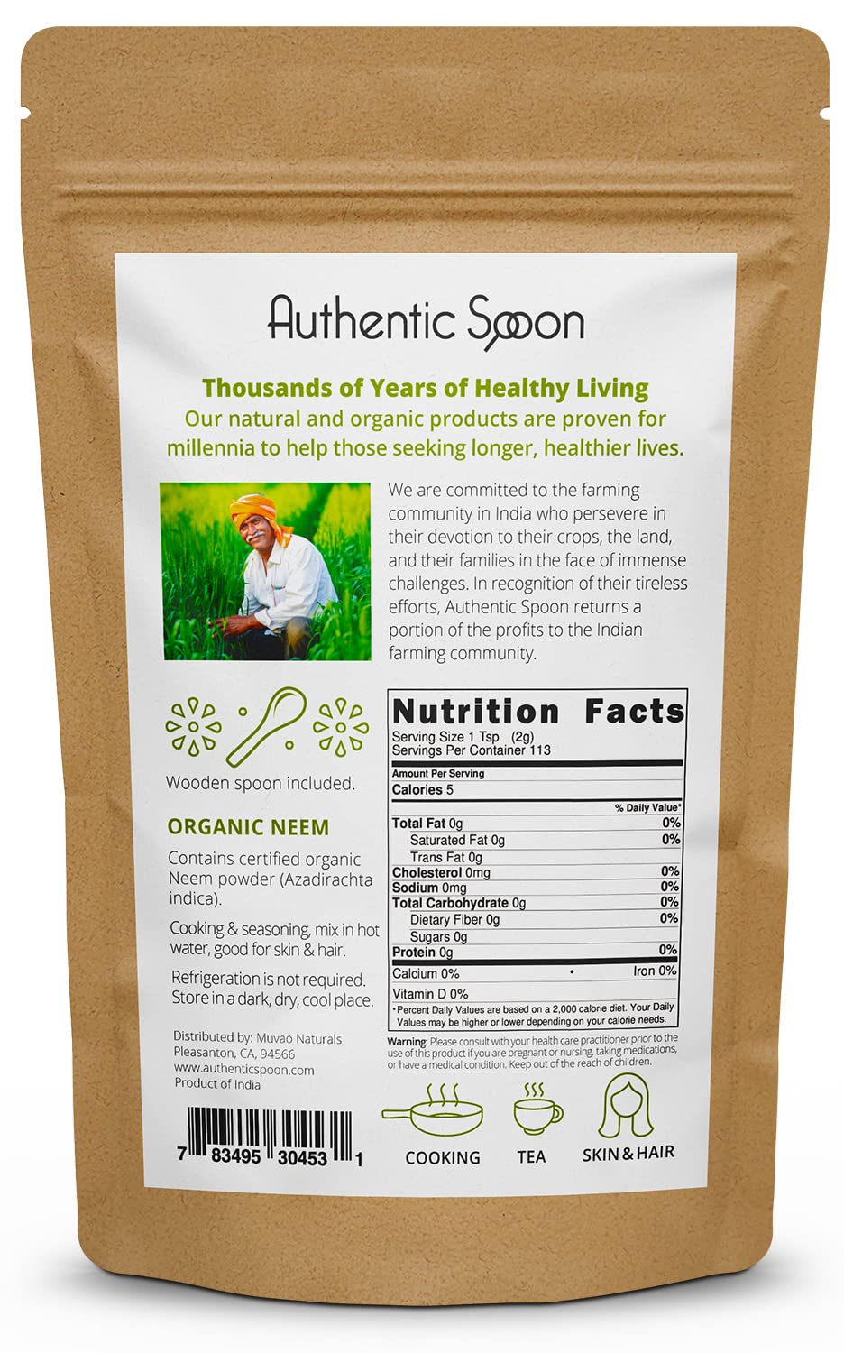 100% raw neem powder from India