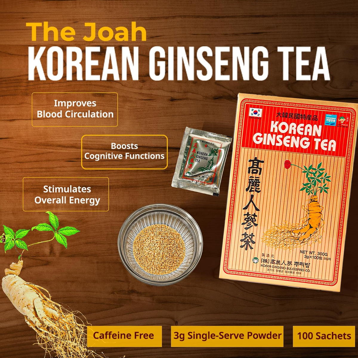 100 sachets of ginseng tea convenience
