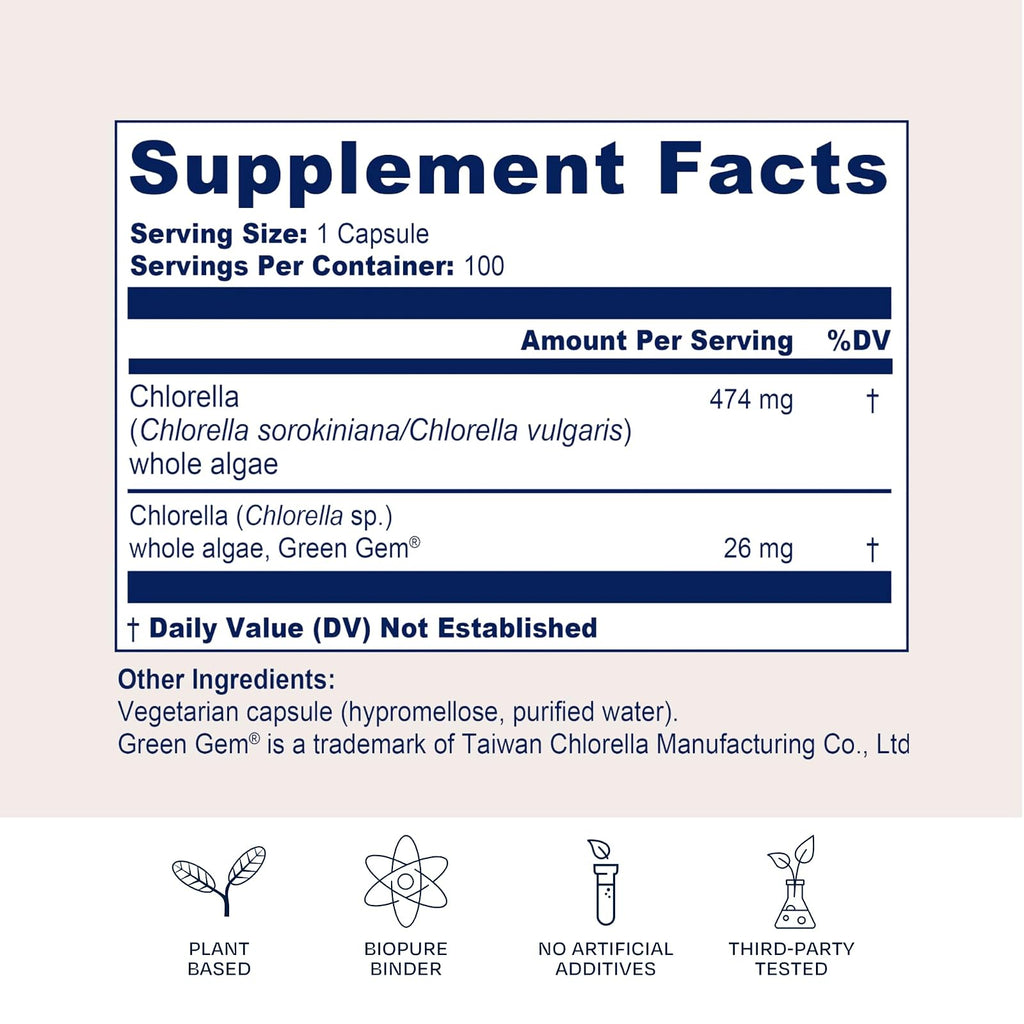 100 servings of chlorella supplement