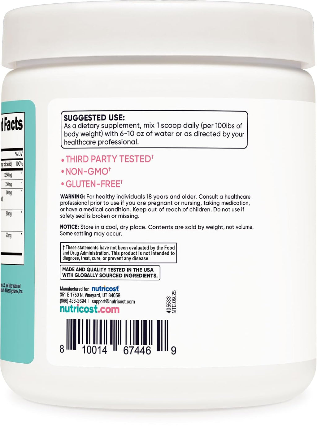 100 servings of creatine supplement