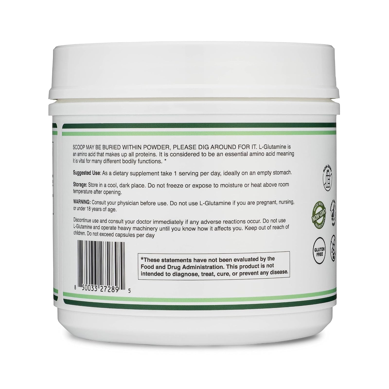 100 servings of l-glutamine supplement