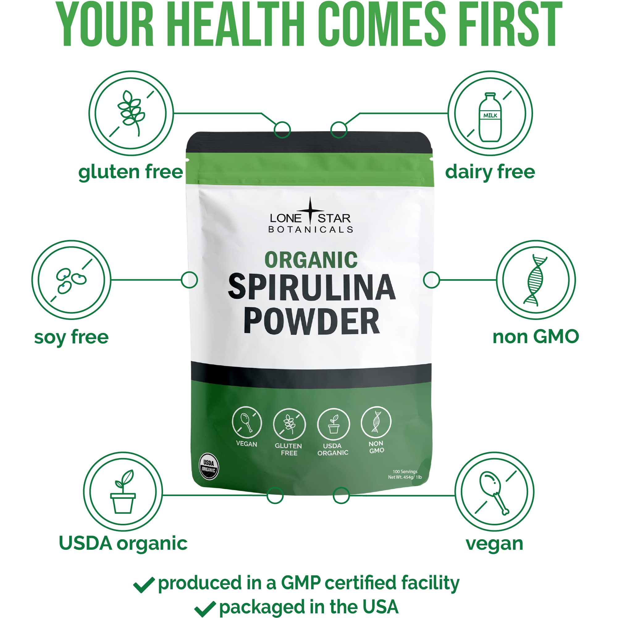 100 servings of spirulina nutrition