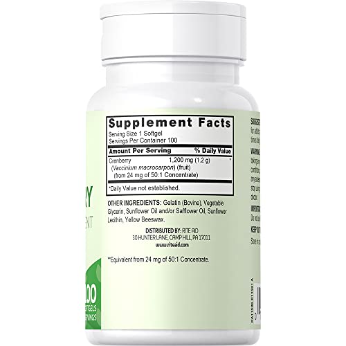 100 softgels for daily cranberry intake