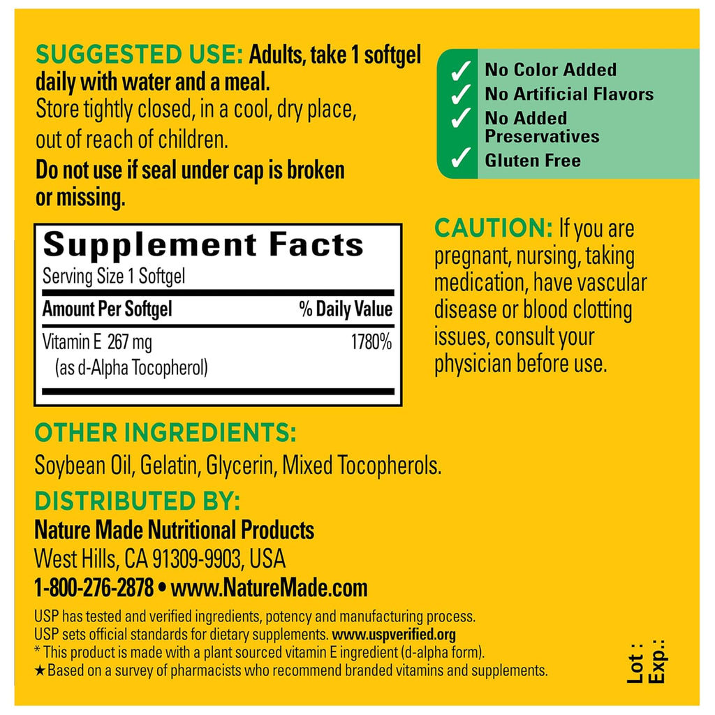 100 softgels of vitamin e