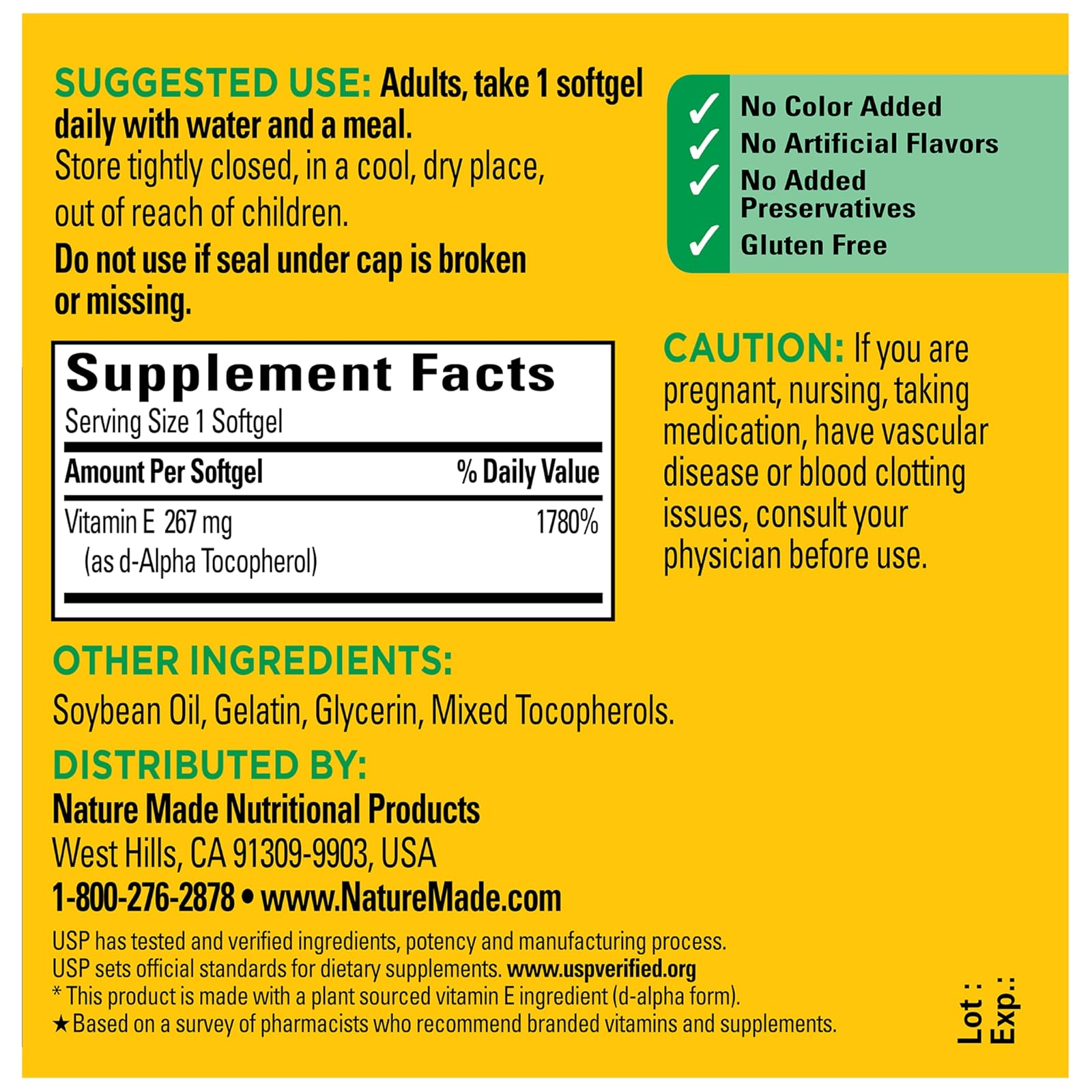 100 softgels of vitamin e