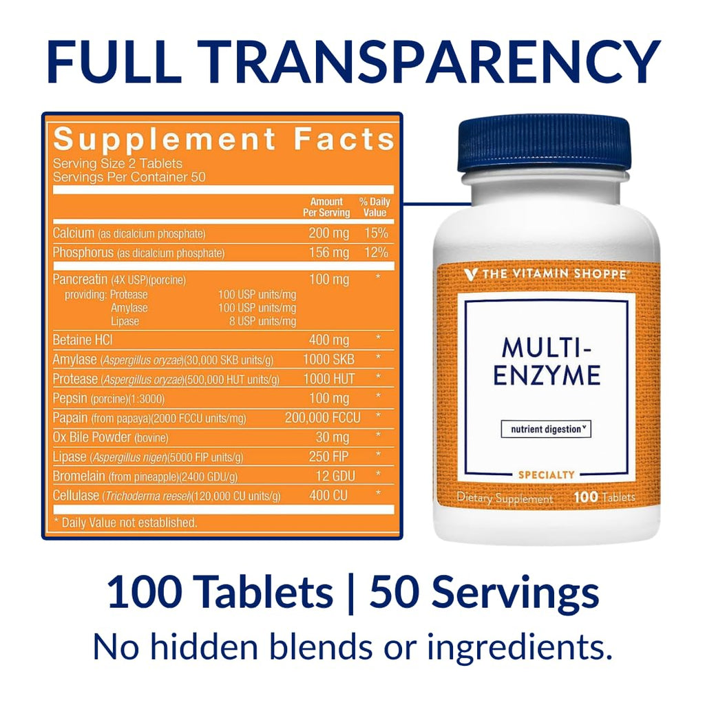 100 tablets of digestive enzymes