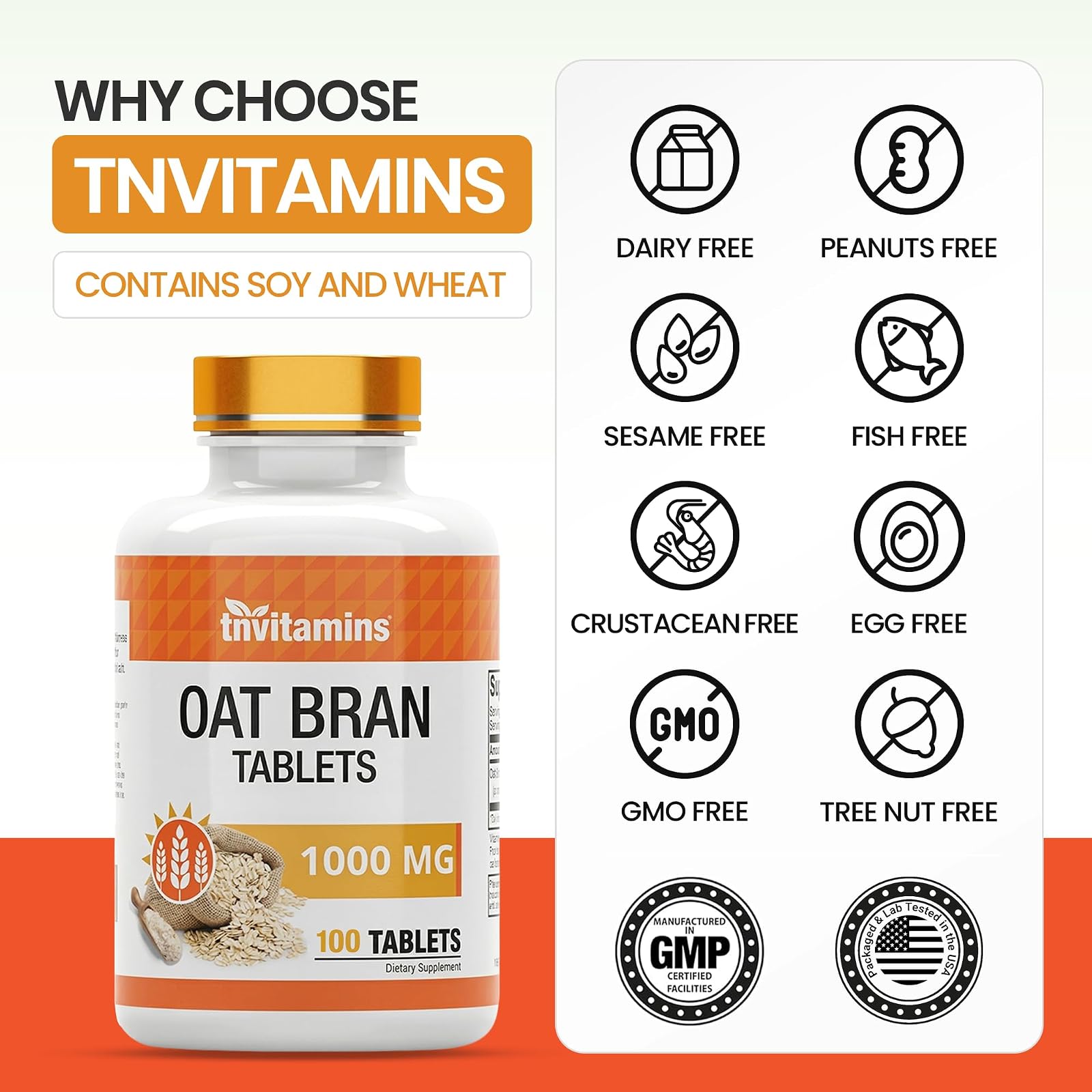 100 tablets of oat bran