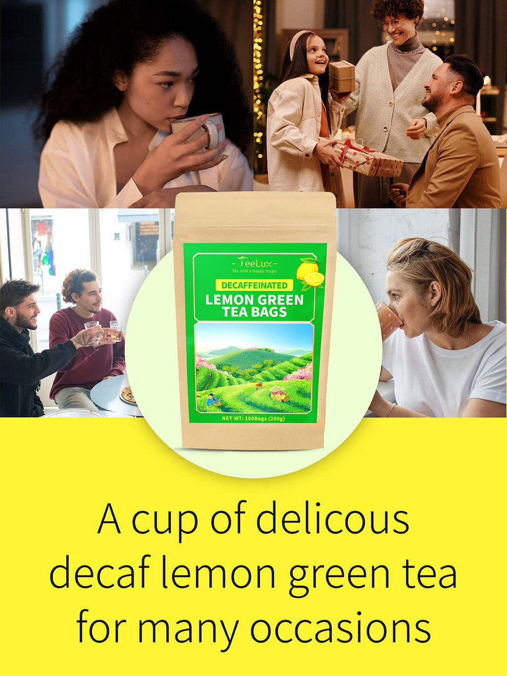 100 tea bags of lemon green tea