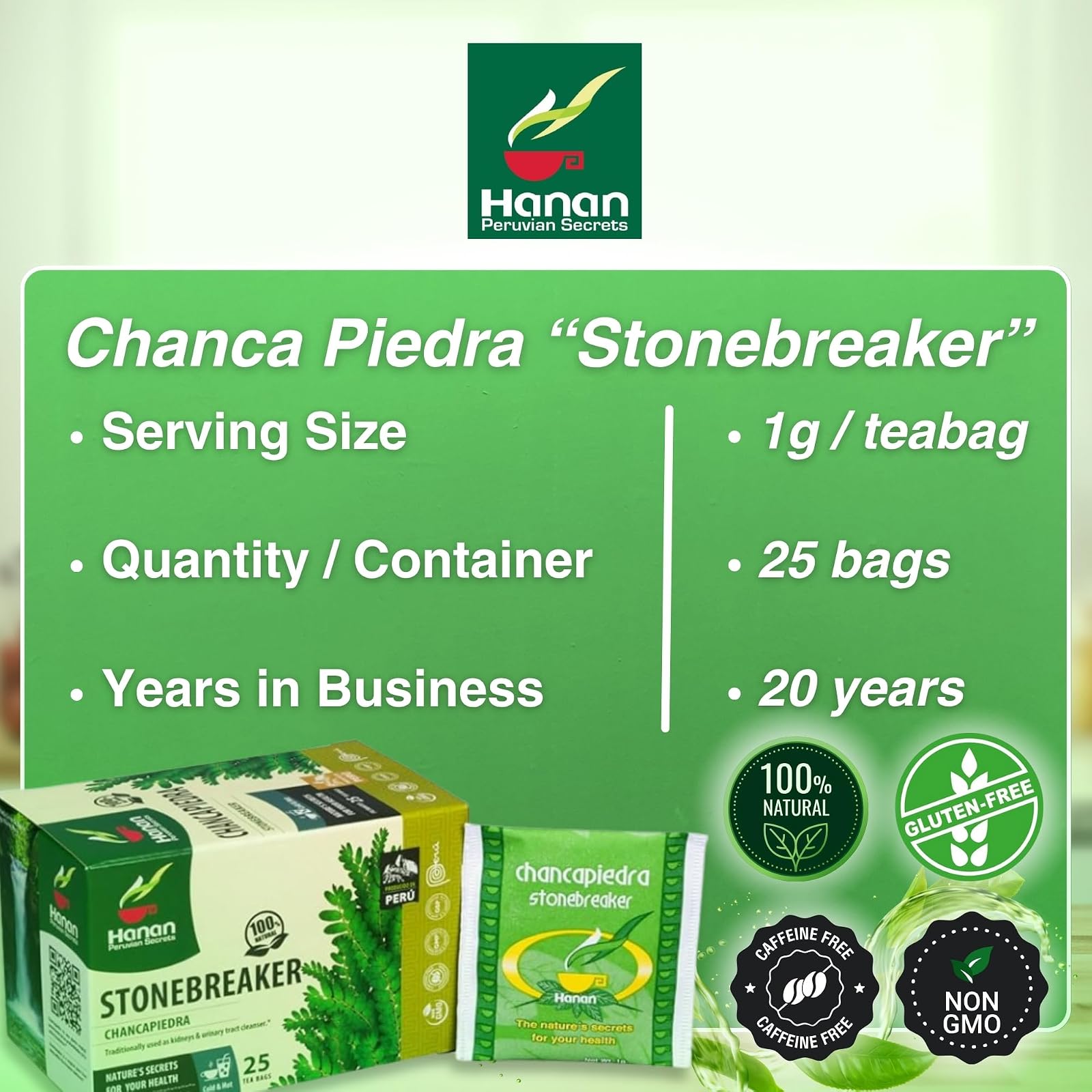 100 teabags of Chanca Piedra goodness