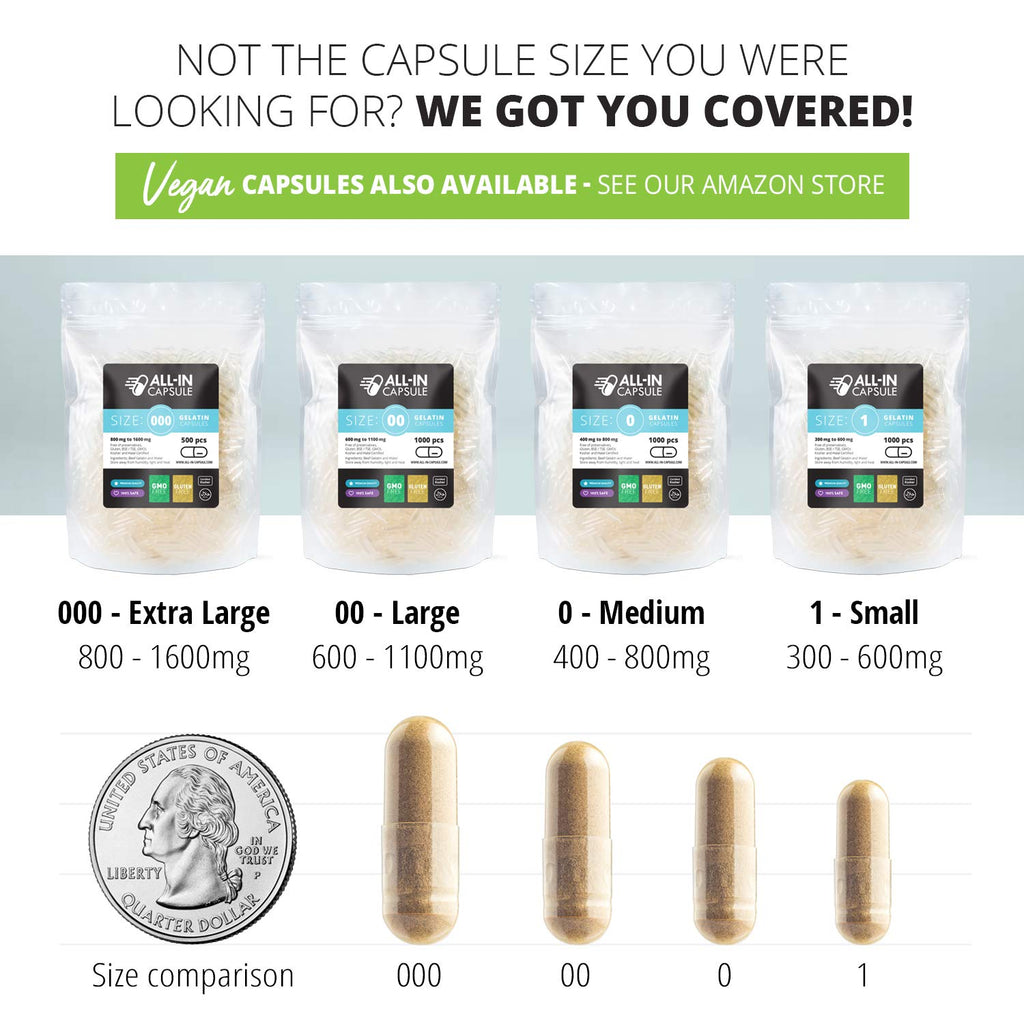 1000 count gelatin capsule supply