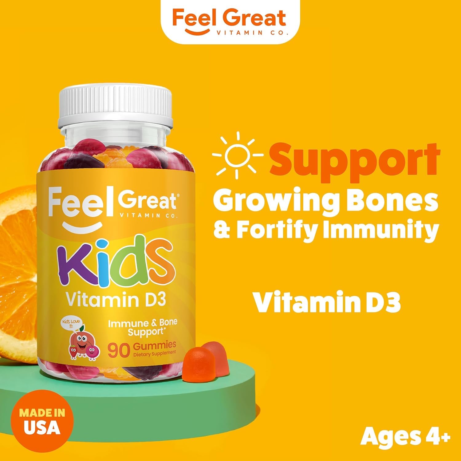 1000 IU vitamin D3 for healthy growth