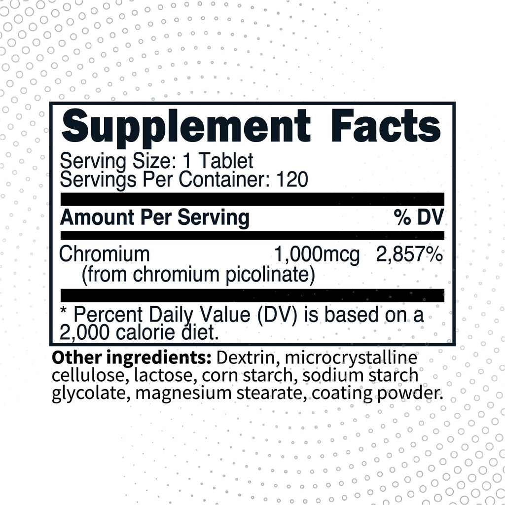 1000 mcg chromium for blood sugar support