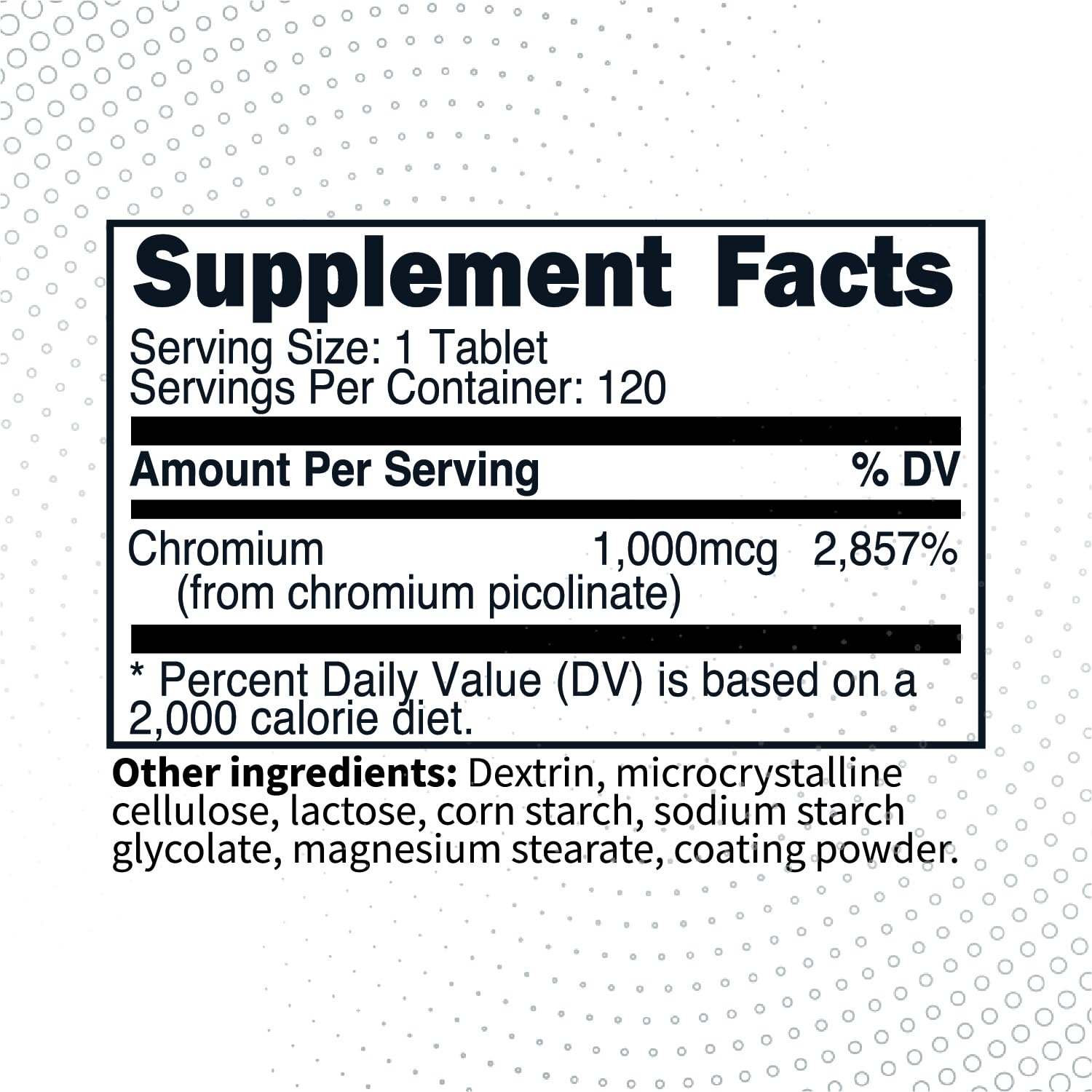 1000 mcg chromium for blood sugar support