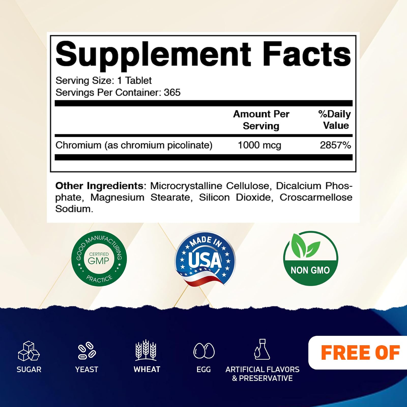1000 mcg chromium picolinate tablets
